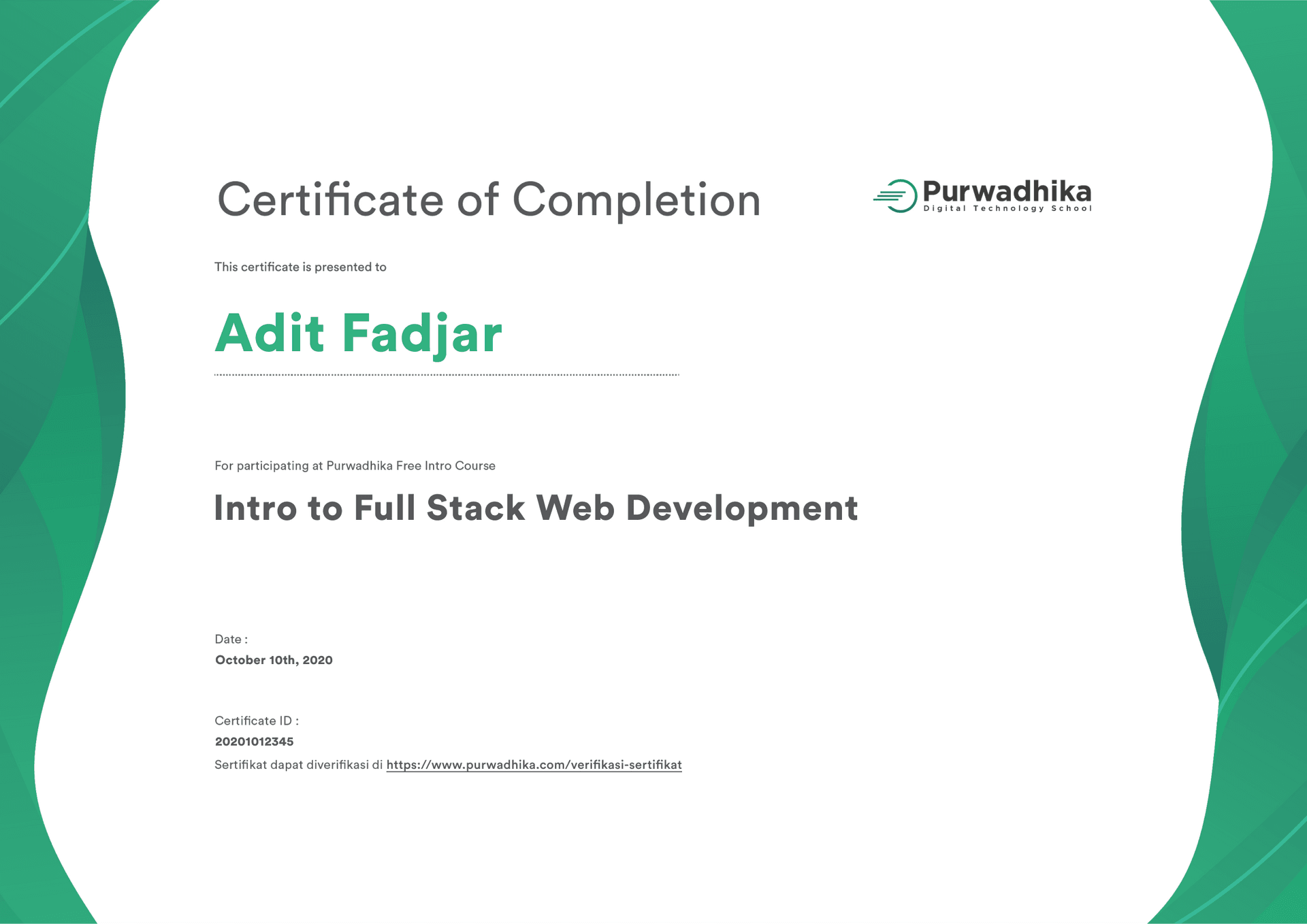 Purwadhika | Free Course | Full Stack Web Development